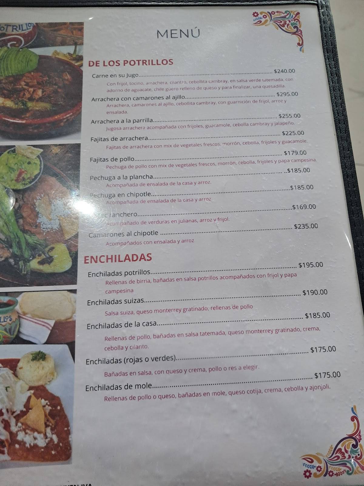 Carta de Potrillos Restaurante - Suc. El Mexicano, Tijuana