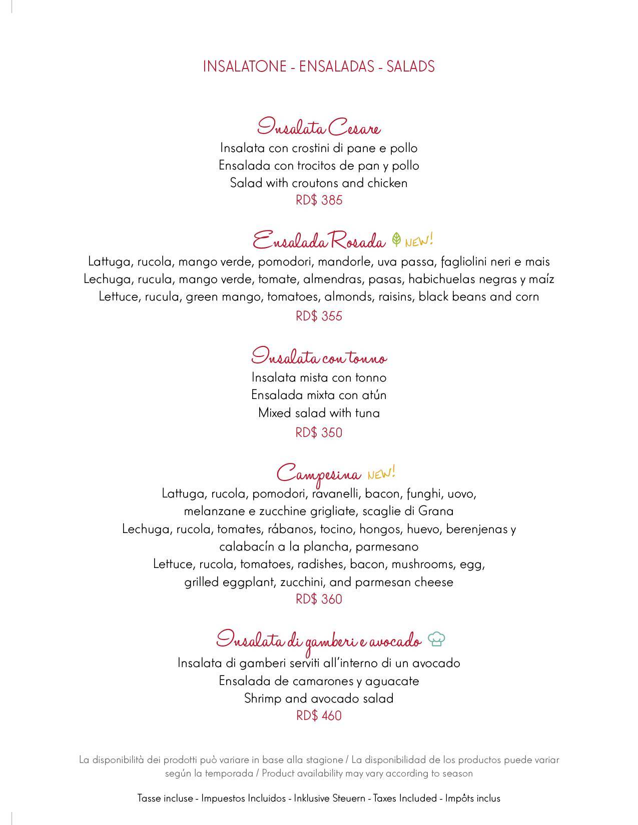 Carta del restaurante Puerco Rosado, Boca Chica