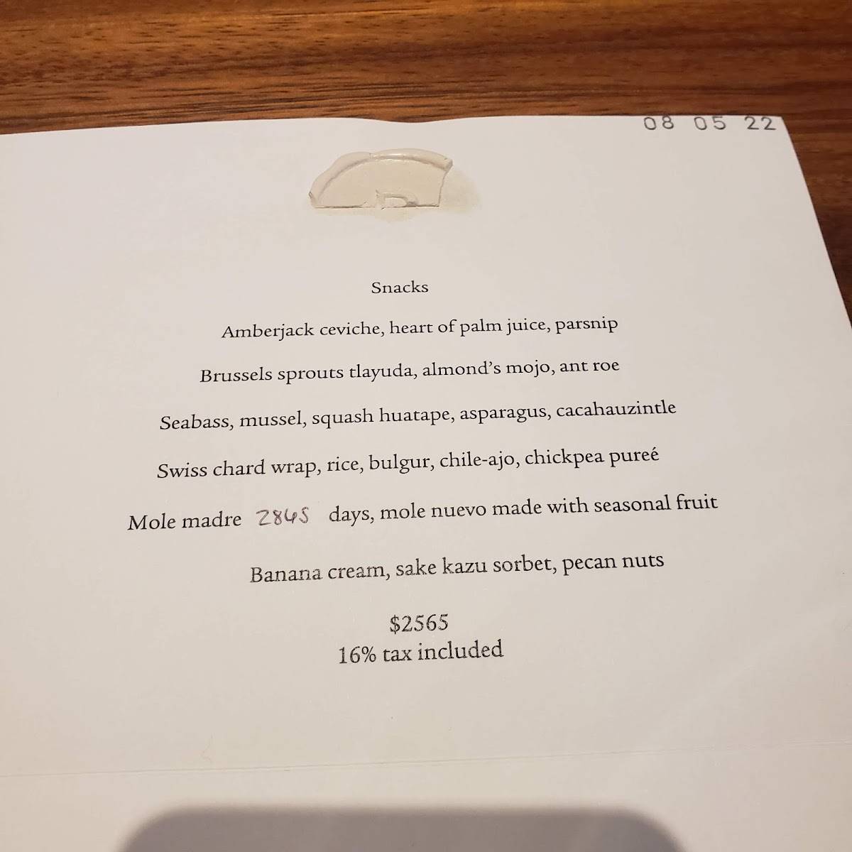 Carta del restaurante Pujol - Tasting Menu, Ciudad López Mateos ...