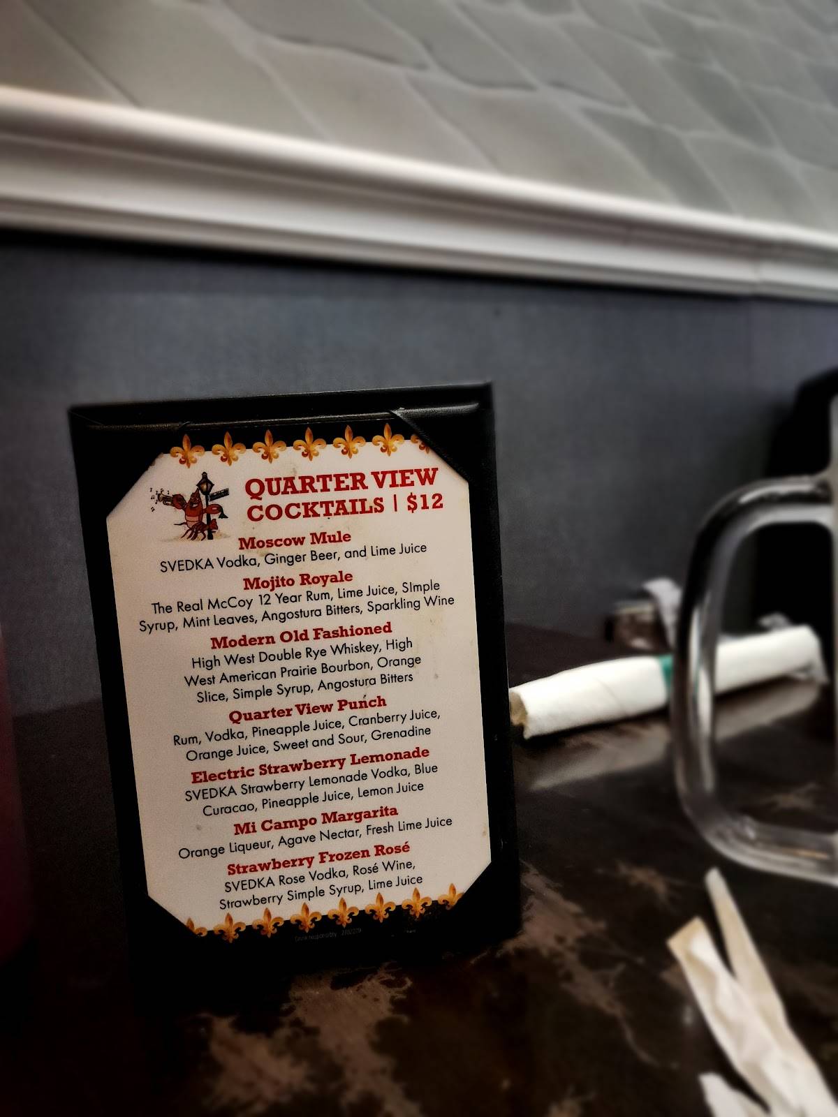 Menu at Quarter View Restaurant, Metairie