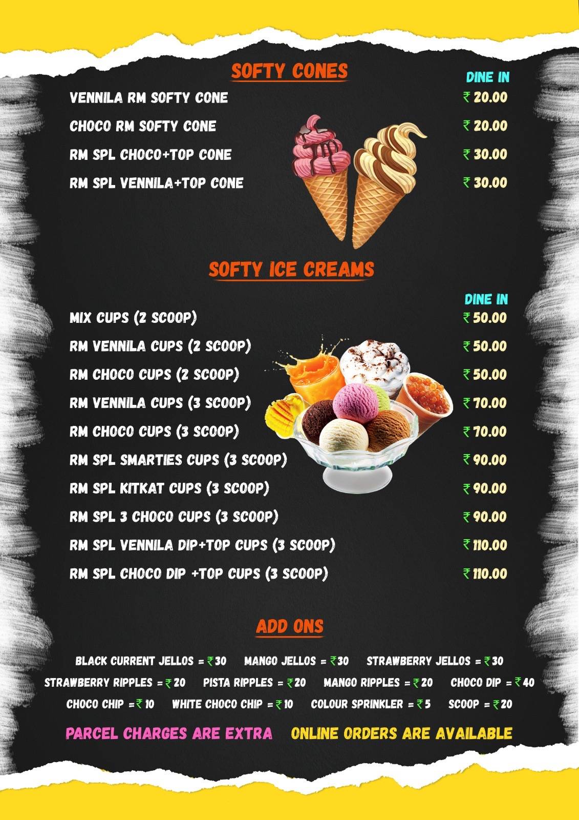 Menu at RM RESTRO CAFE, Rameswaram