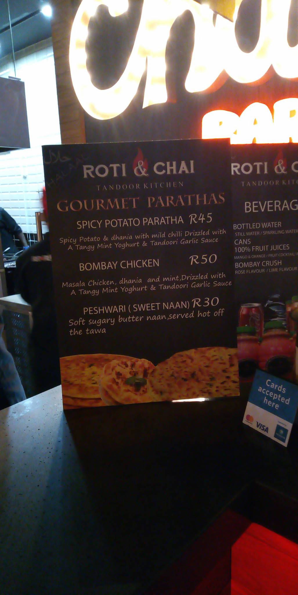 Menu at ROTI & CHAI FLORIDA RD restaurant, Durban, Shop 5 Florida Exchange