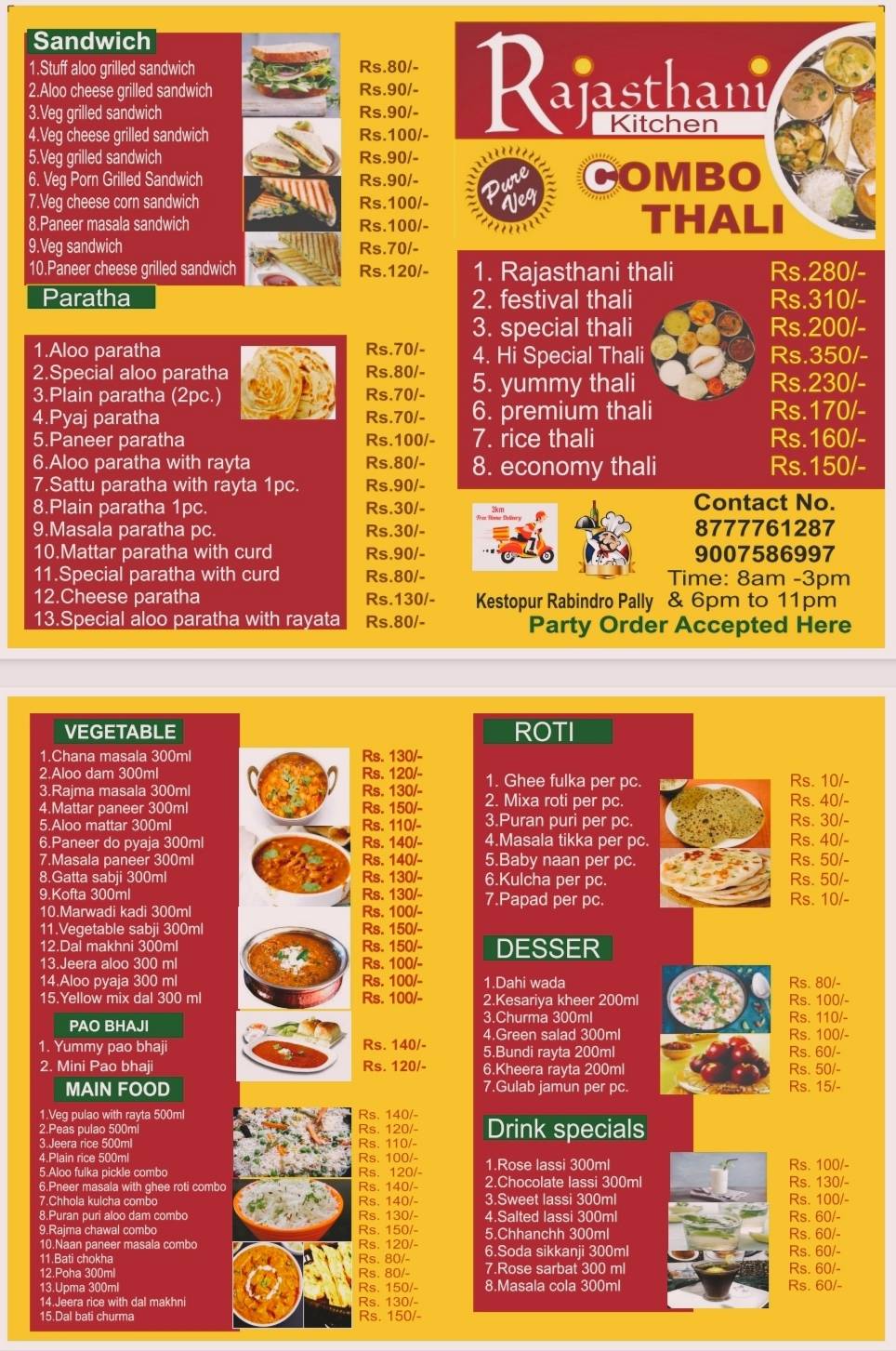 Menu at Rajasthani kitchen & restaurant, Kolkata