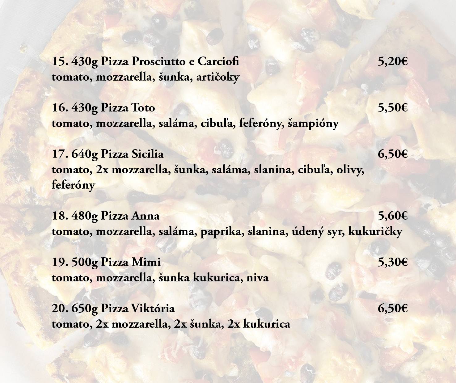 Speisekarte von Reštaurácia Viktória restaurant, Bernolákovo