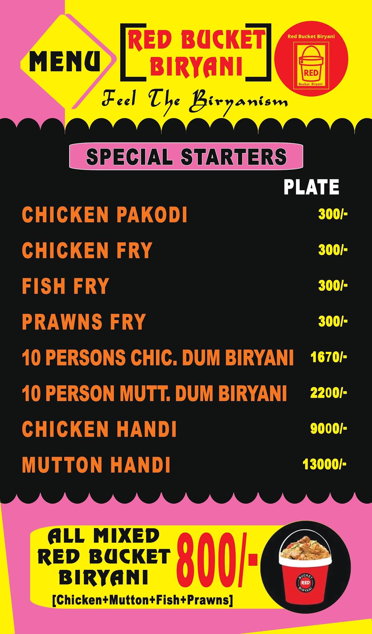 Menu at Red Bucket Biryani LB Nagar, Hyderabad, Plot no 56/A