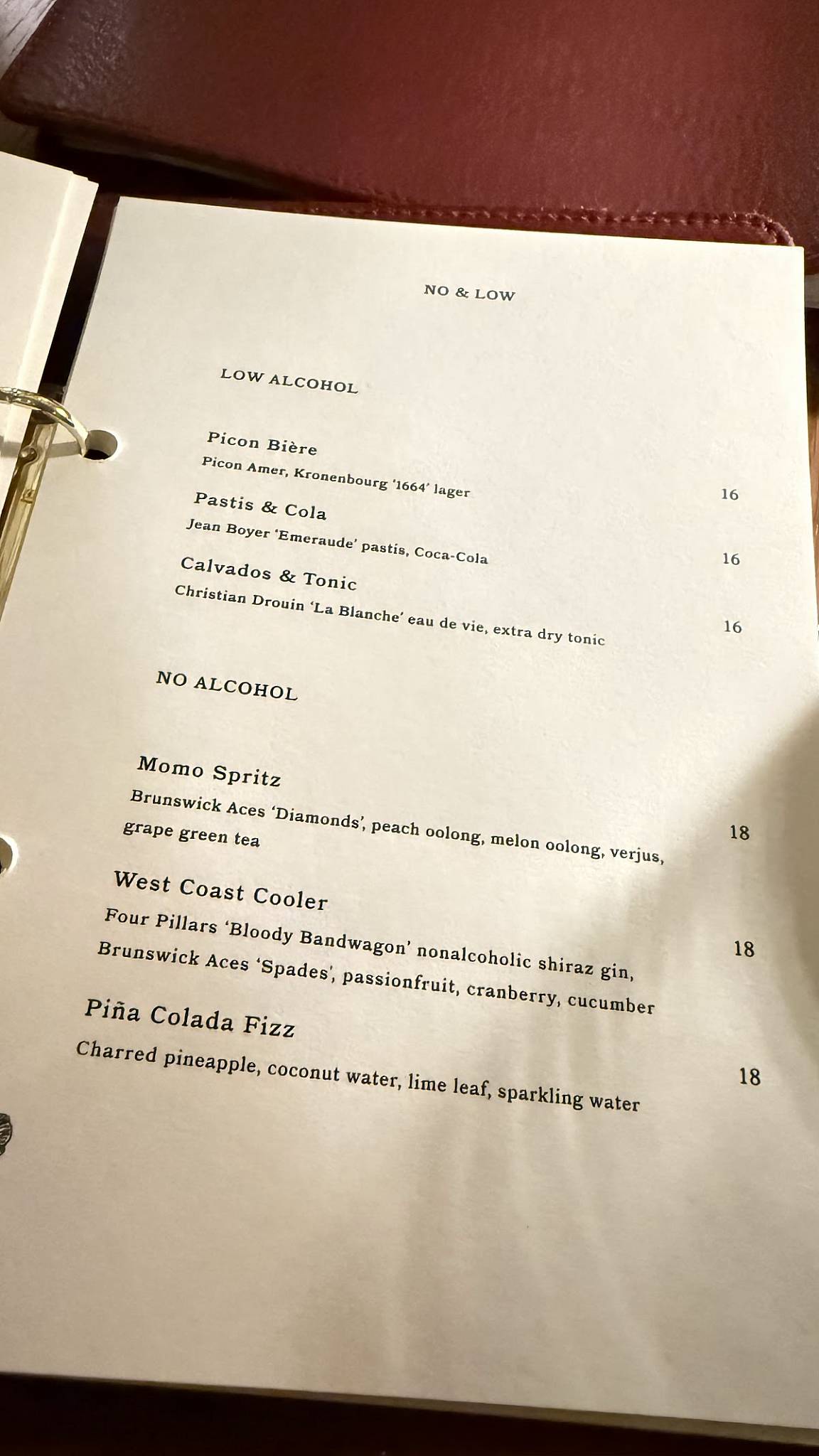 Menu at Reine & La Rue restaurant, Melbourne