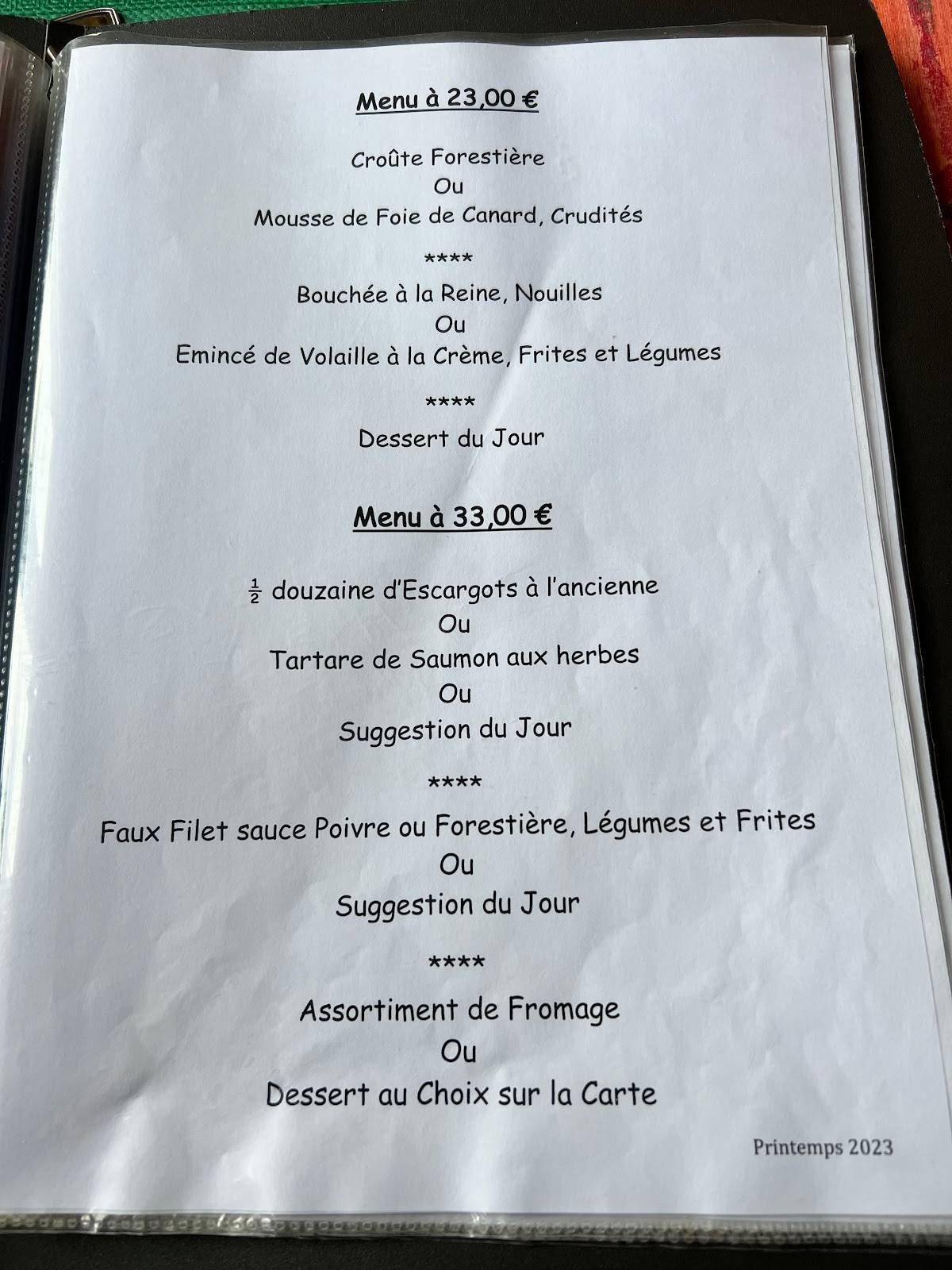 Menu au Restaurant A La Couronne, Burnhaupt-le-Haut