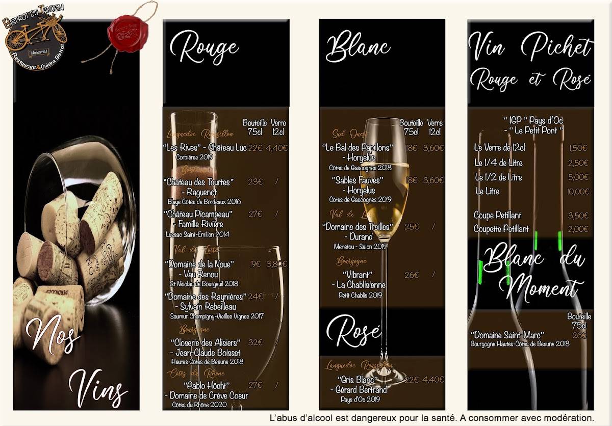 Menu at Restaurant BISTROT DU TANDEM, Montamisé