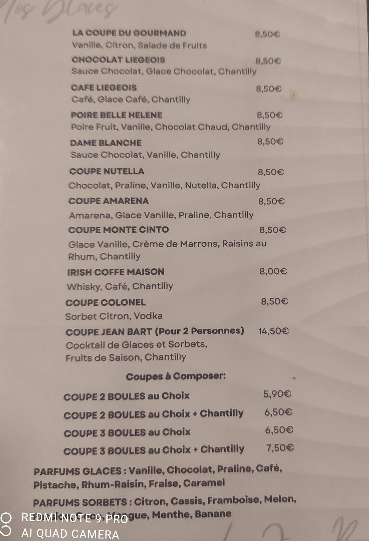 Menu au Restaurant Le Jean Bart, Bastia, Vieux Port Quai de la Santé
