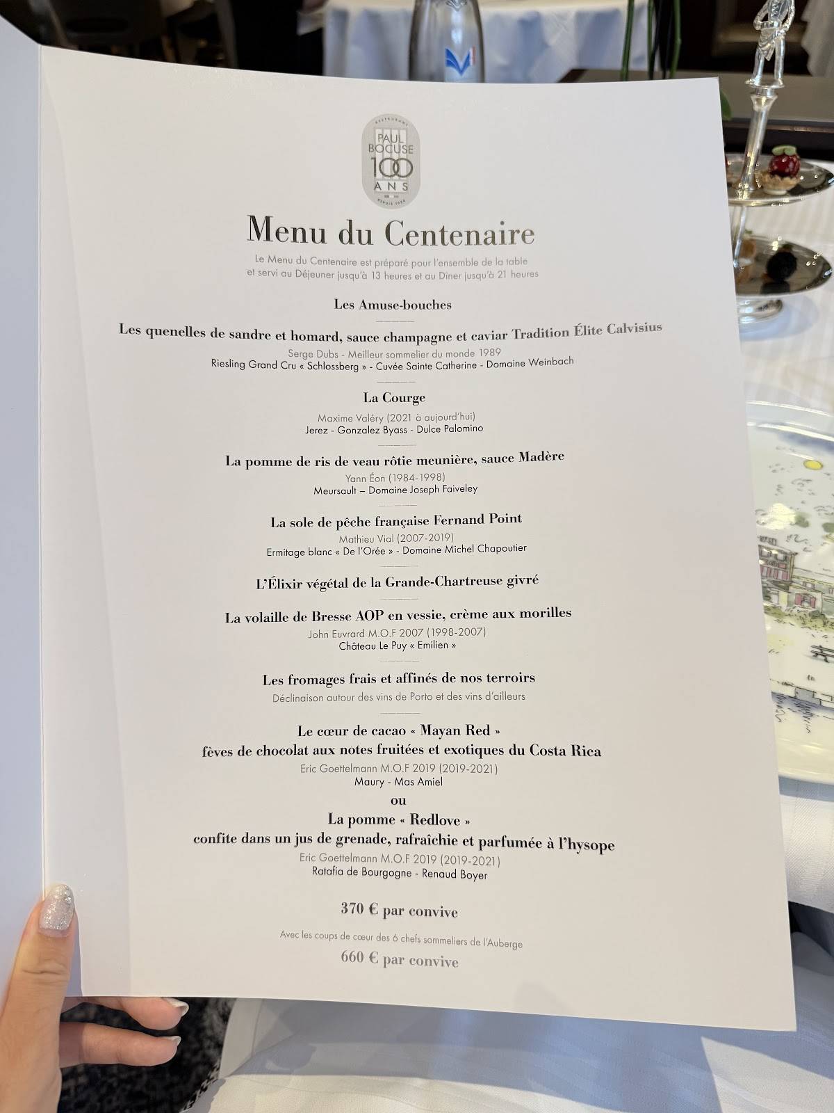 Menu au Restaurant Paul Bocuse, Collonges-au-Mont-d'Or