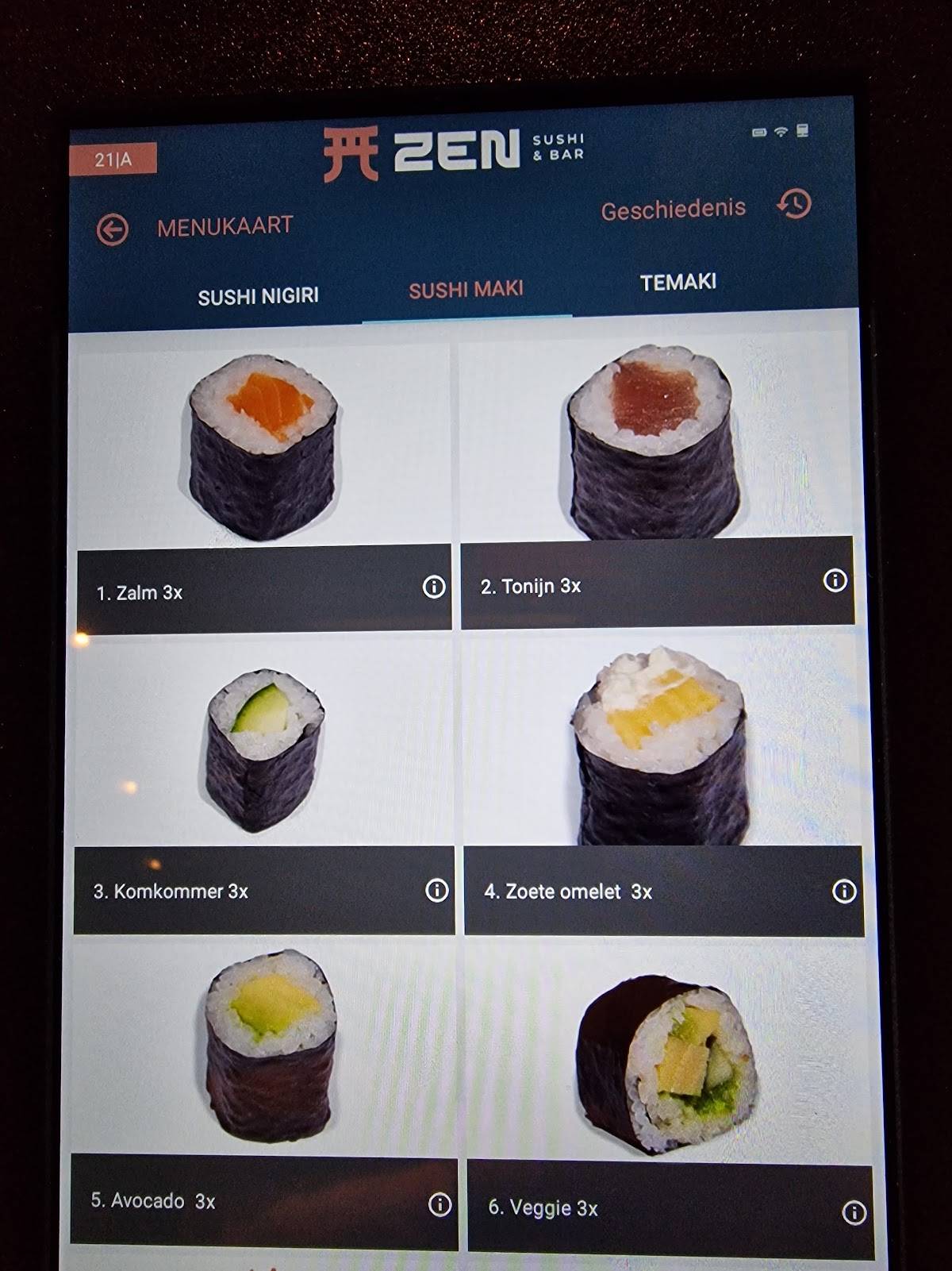 Menu at Restaurant Zen, Emmen