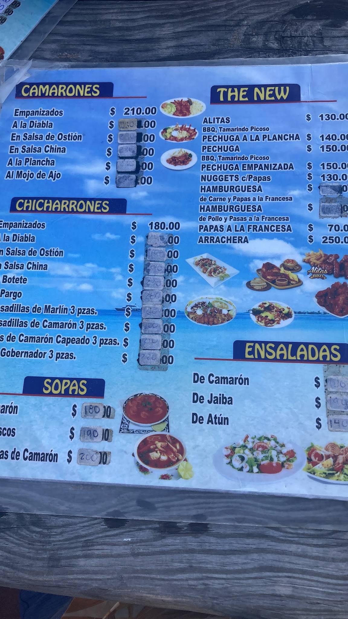 Menu at Restaurant agua marina las animas s.de r.l, Mexico