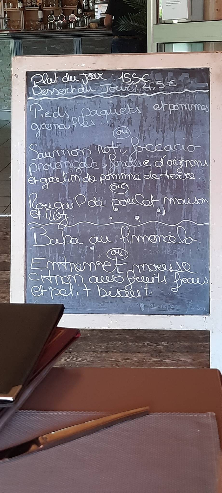 Menu au Restaurant du Lac, Digne-les-Bains, Plan d'eau des Ferréols