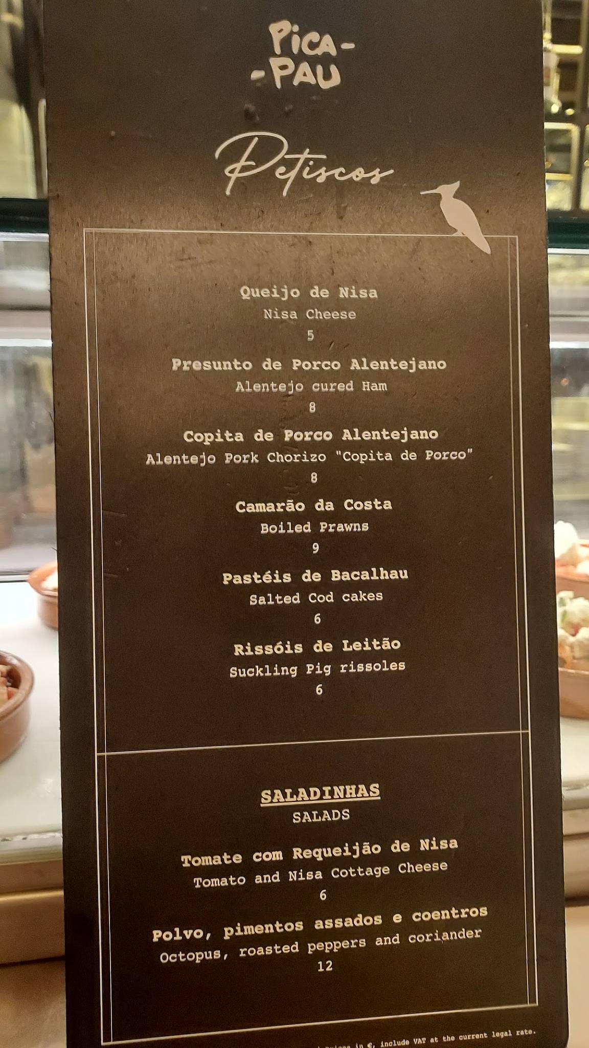 Menu em Restaurante Pica-Pau, Lisboa, R. da Escola Politécnica 27