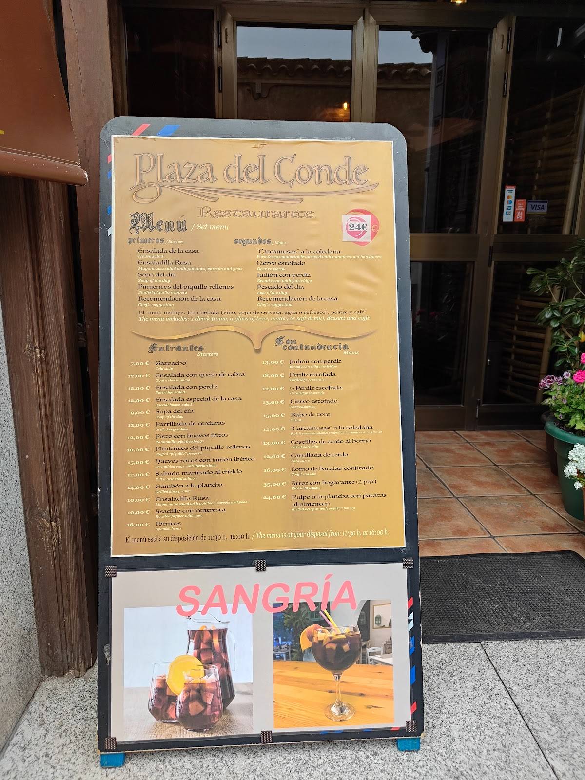 Carta de Restaurante Plaza del Conde, Toledo