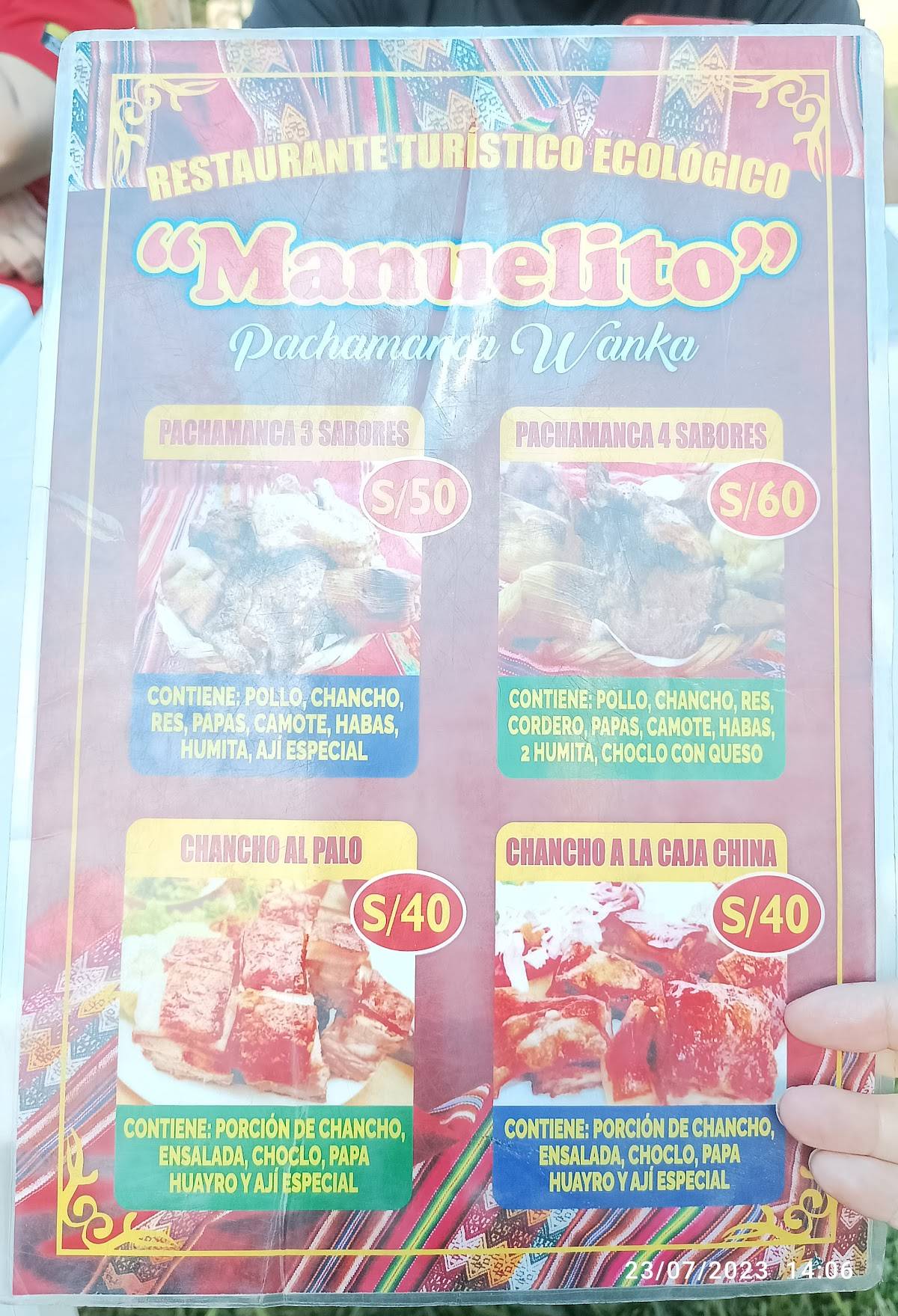 Menu at Restaurante campestre MANUELITO, Peru