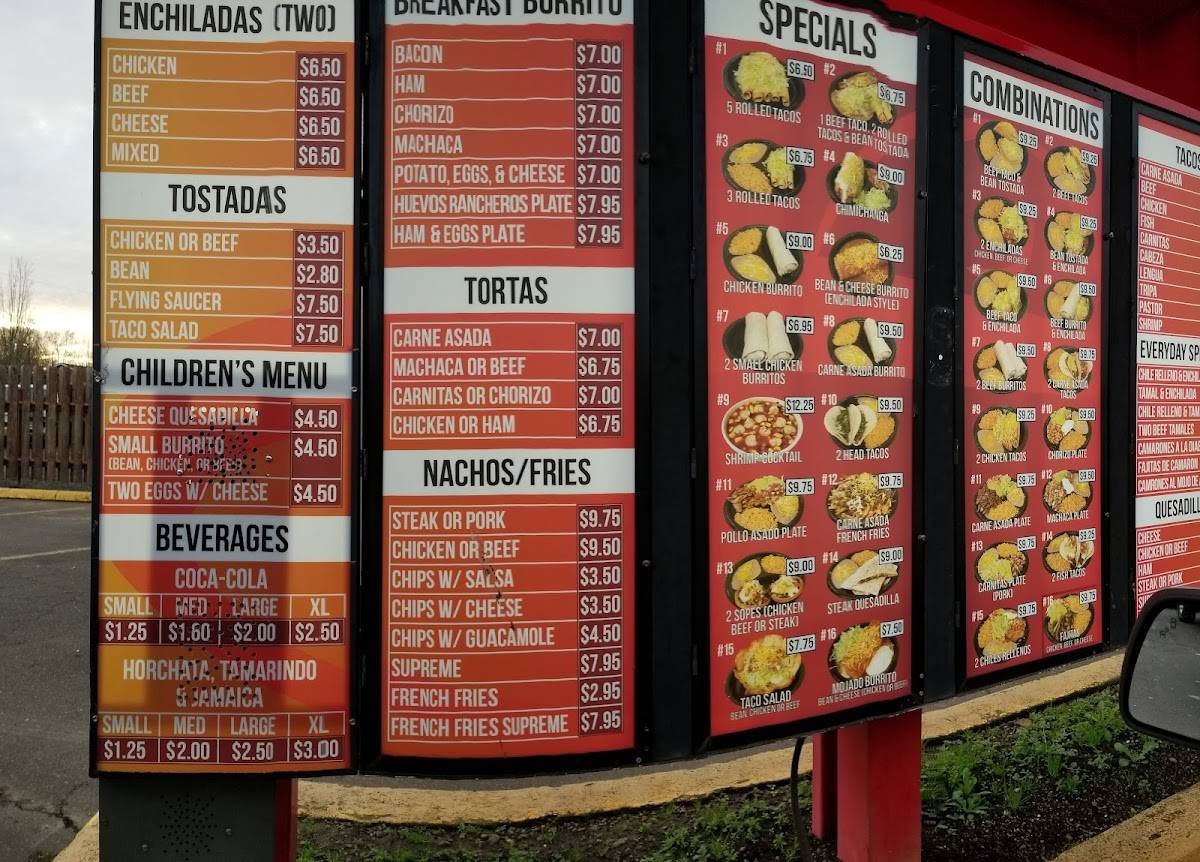 Menu at Rigoberto's restaurant, Albany
