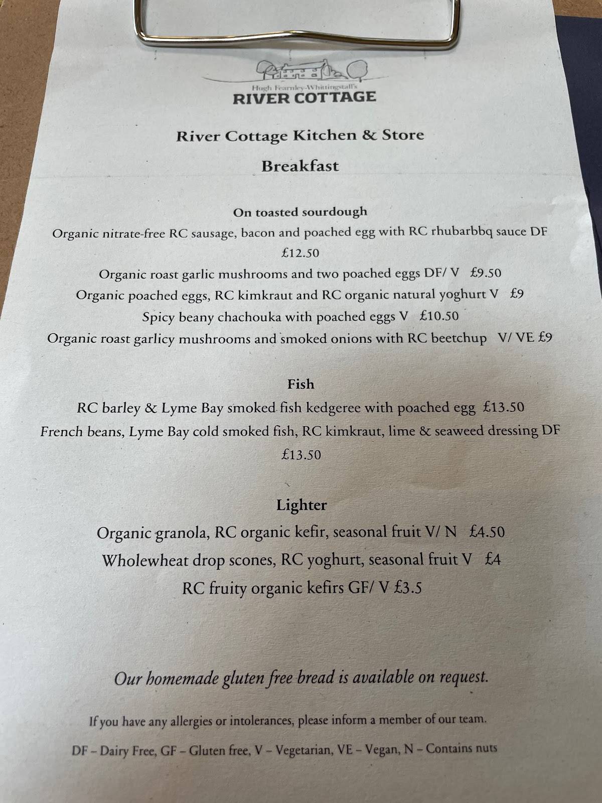 Menu at River Cottage HQ: Cookery School, Dining, and Weddings ...