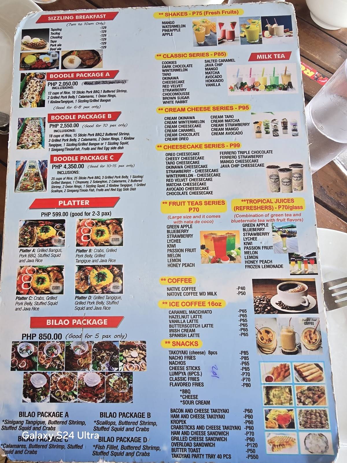 Menu at Rojo's Beach Resort and Floating Restaurant, Bacolod