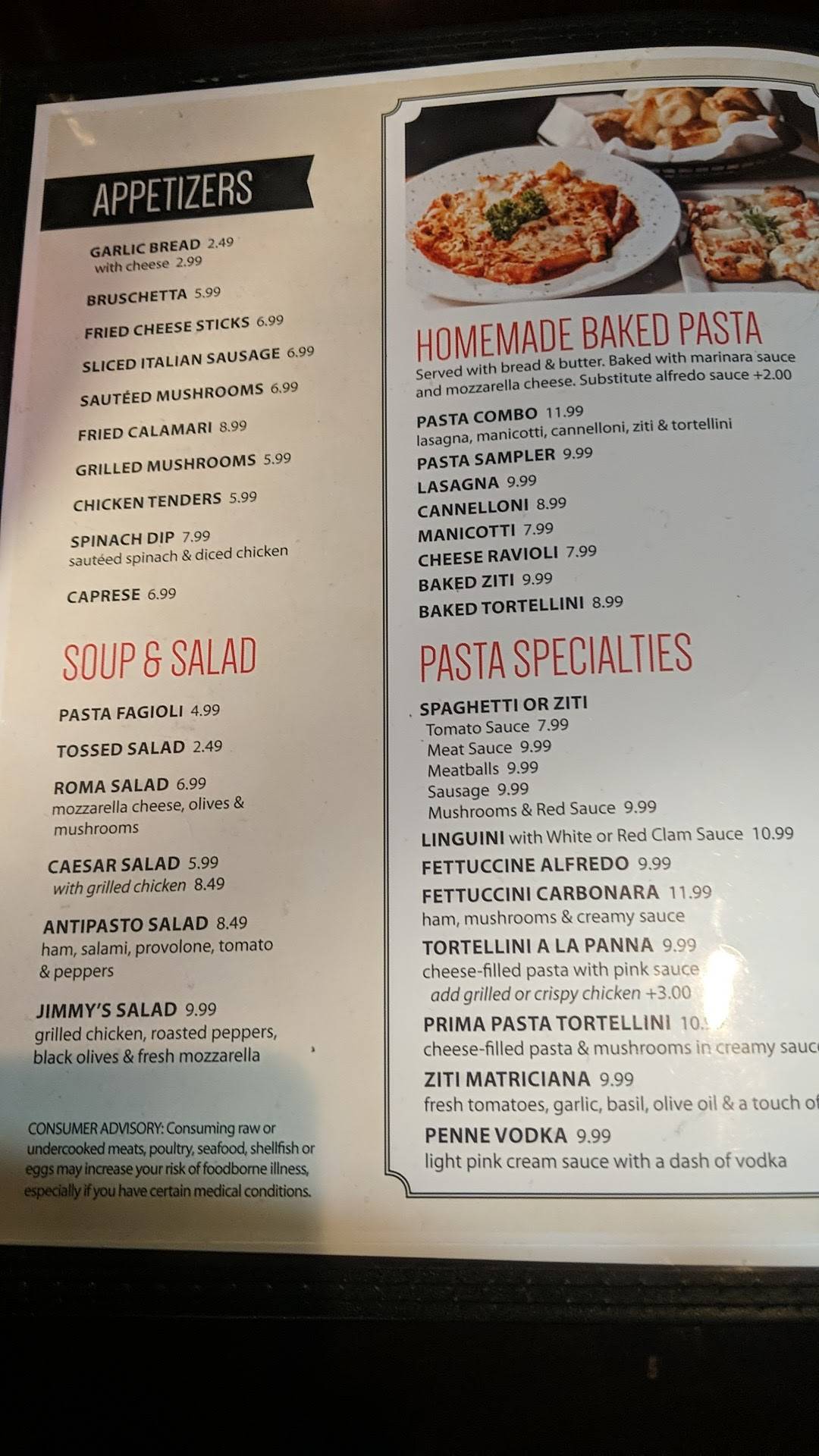 Menu at Roma Italian Restaurant, Bellevue