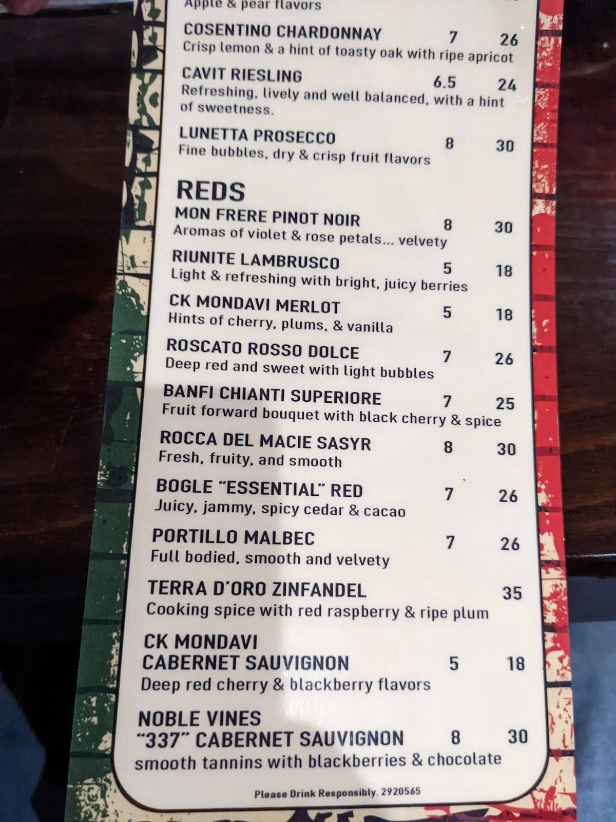 Menu at Roma Italian Restaurant, Bellevue