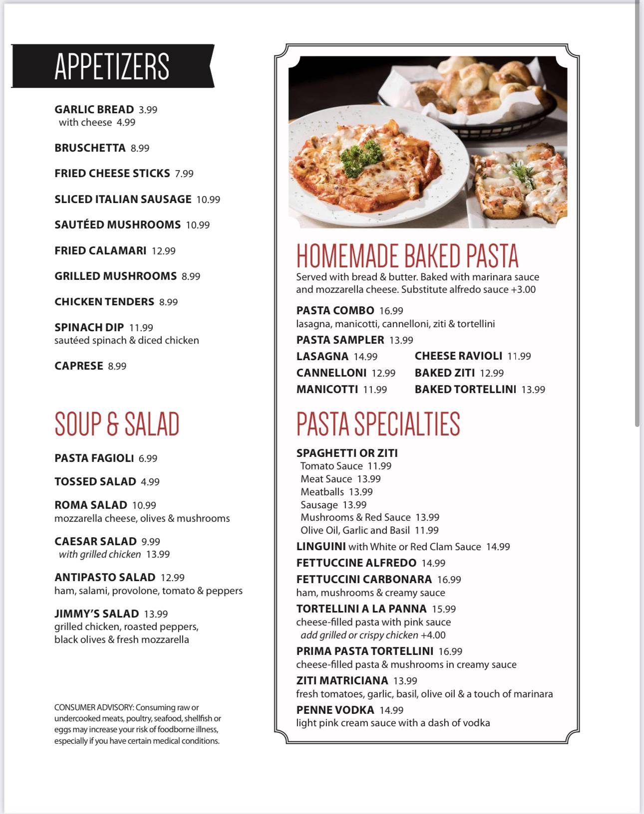Menu at Roma Italian Restaurant, Bellevue