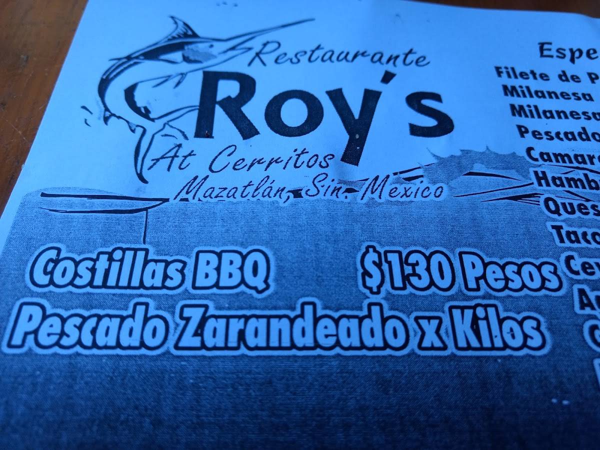 Menu at Roy's restaurant, Mazatlán
