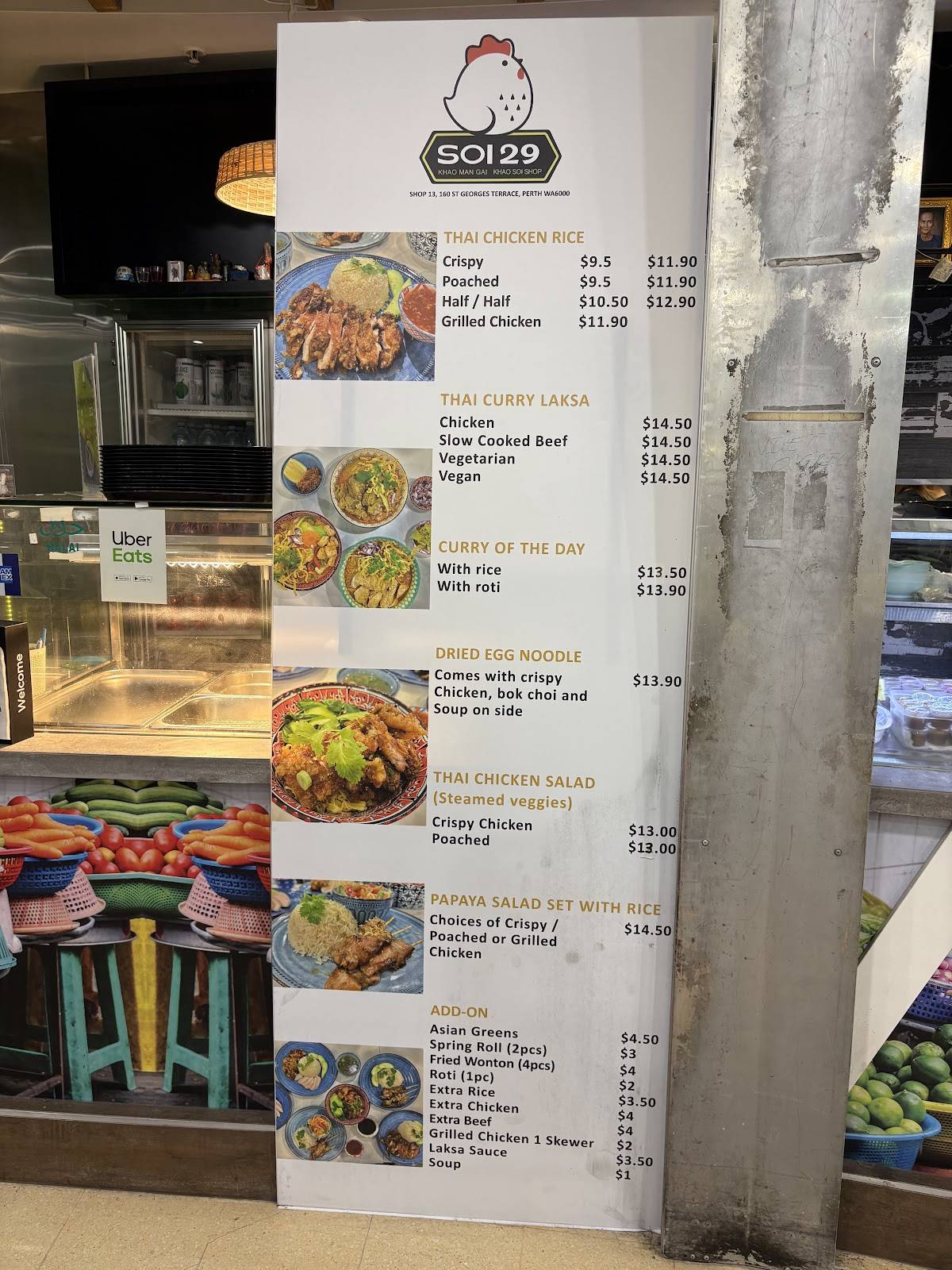 Menu at SOI 29 restaurant, Perth