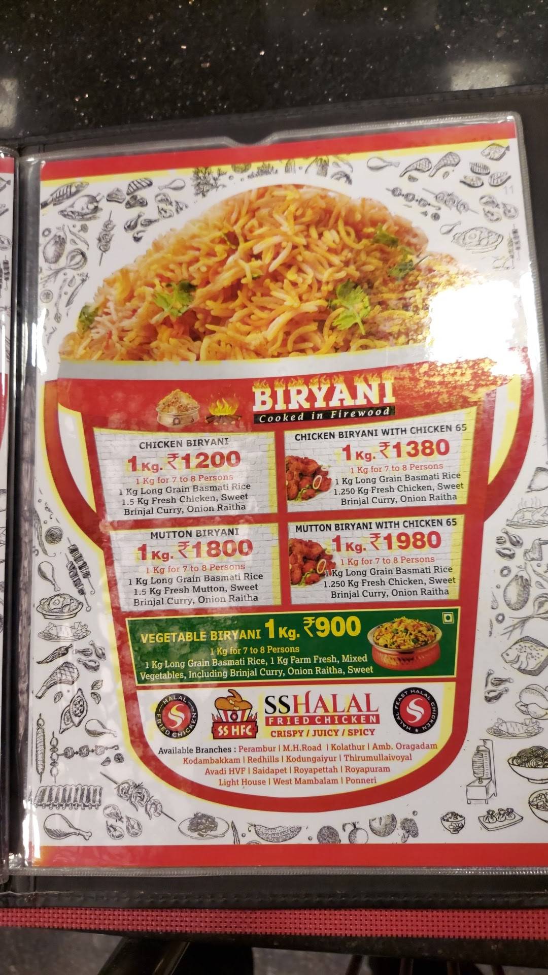Menu at SS Hyderabad Biryani Irungattukottai, Sriperumbudur, No 57