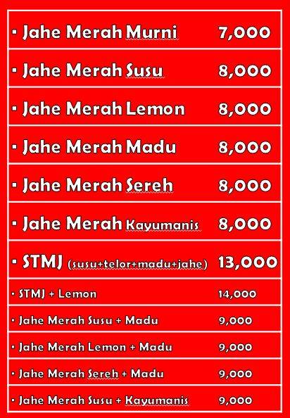 Menu at SUSU JAHE MERAH MAS BIMO, Bekasi Regency, Jl. Cemara Permai No.40