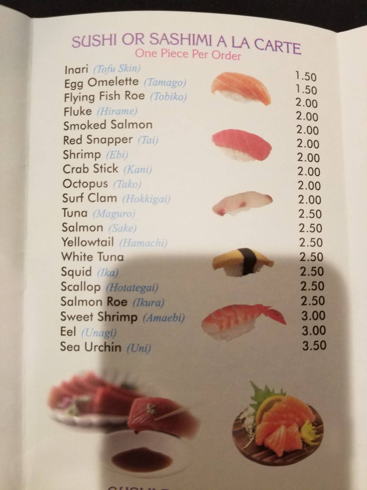 Menu at Sake Japanese Restaurant, Brookings