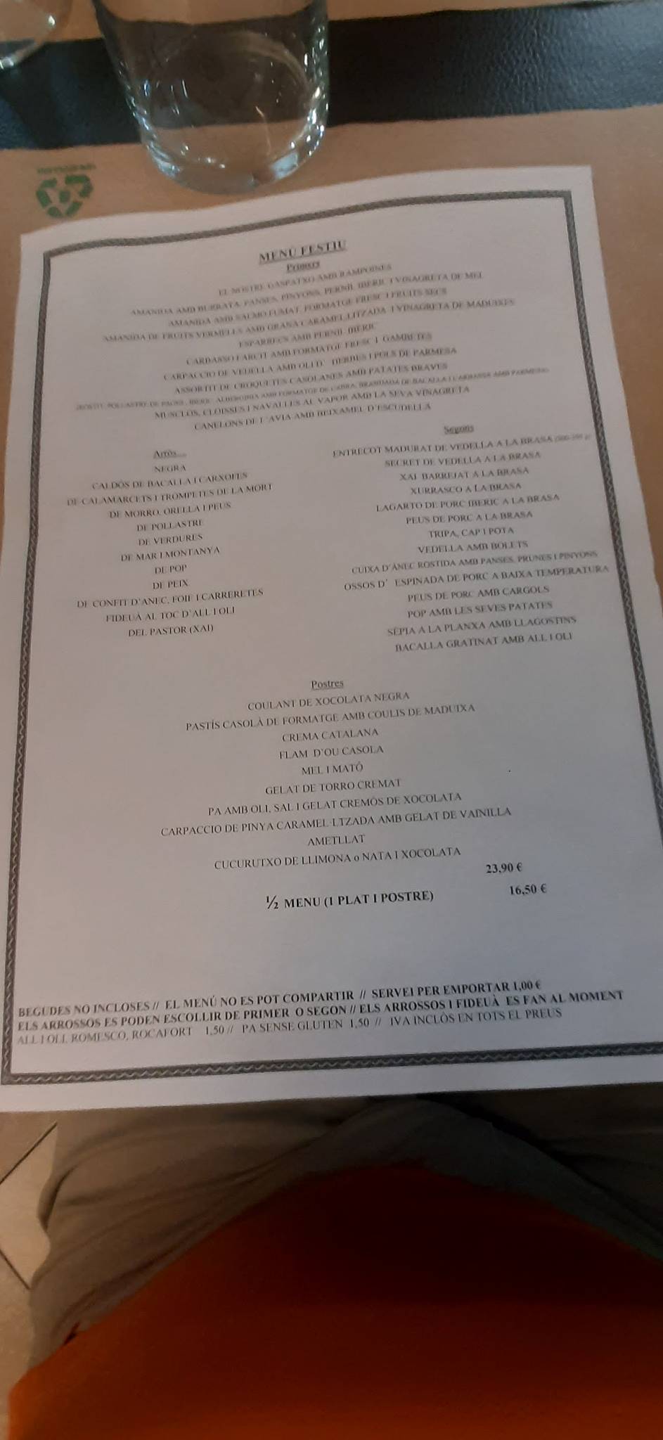 Carta de Sant Jordi Restaurant, Sant Julià de Vilatorta