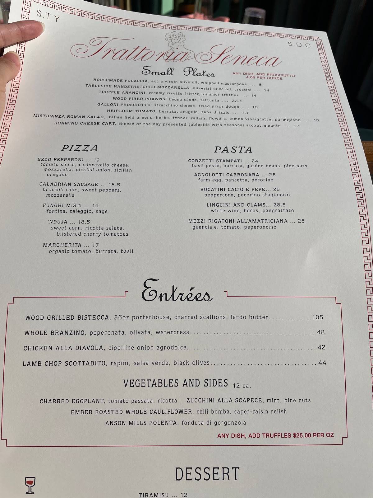 Carta del restaurante Seneca Trattoria, San Diego