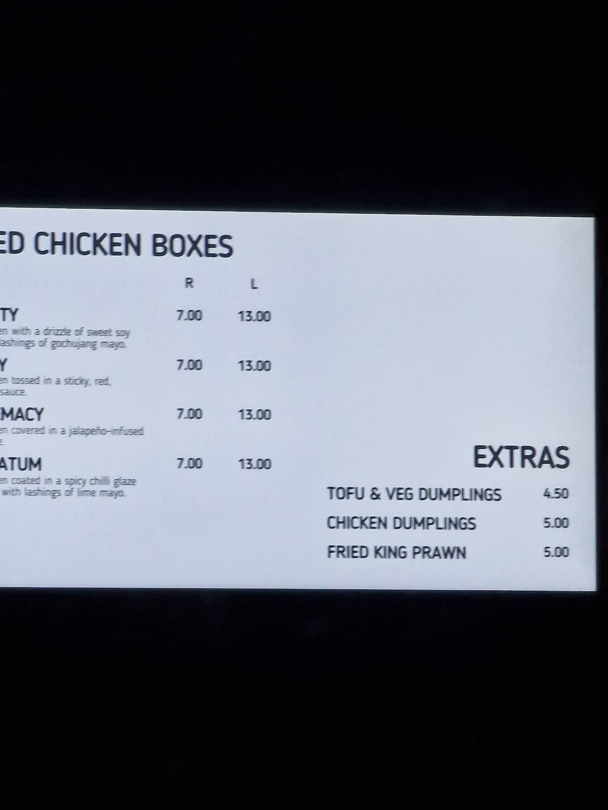 Menu at Seoul Born, Norwich