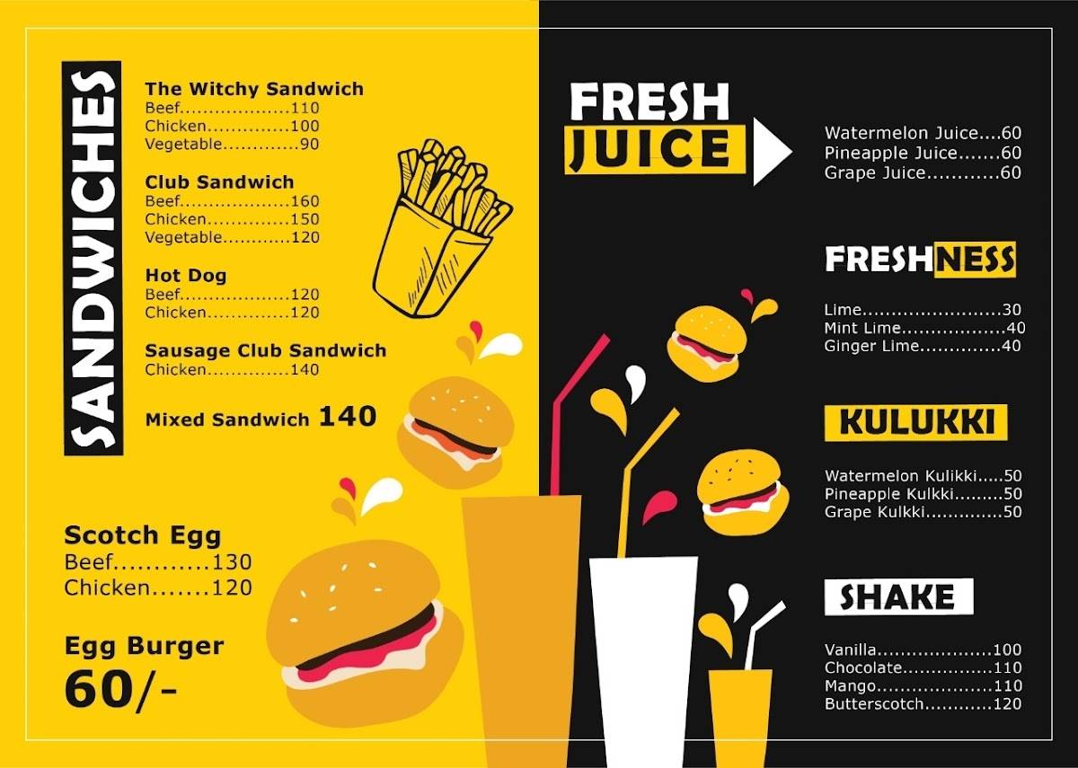 Menu at Shafi's Burger House, Thrissur