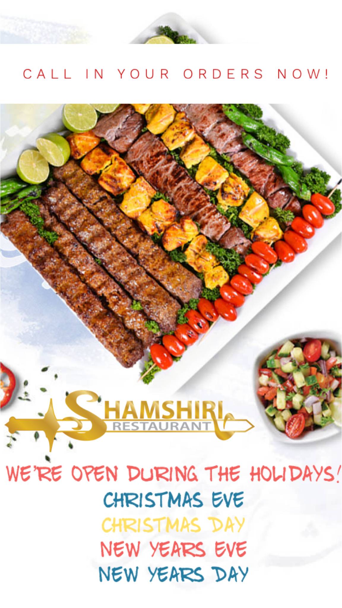 Menu at Shamshiri Persian Grill Glendale restaurant, Glendale
