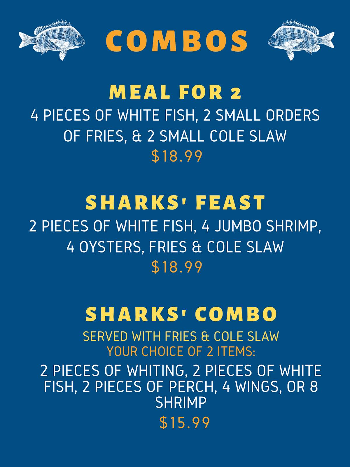 Menu at Sharks Seafood restaurant, Louisville, Breckenridge Ln Suite 101