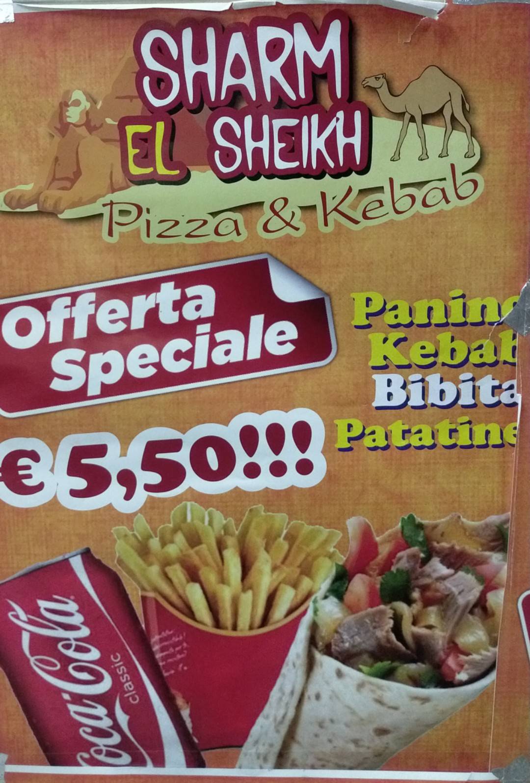 Menu at Sharm El Sheikh restaurant, Sant'Antonino di Susa