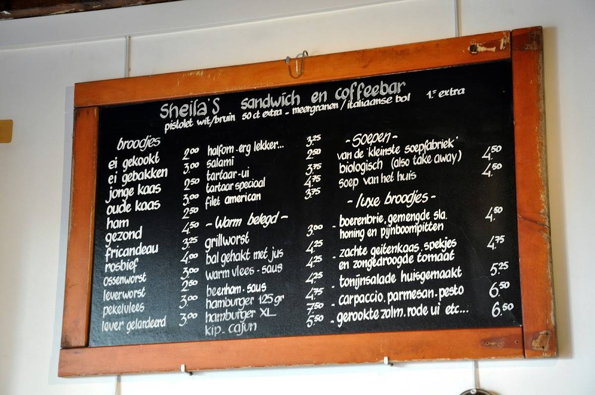 Menu at Sheilas Sandwich & Coffebar, Zandvoort