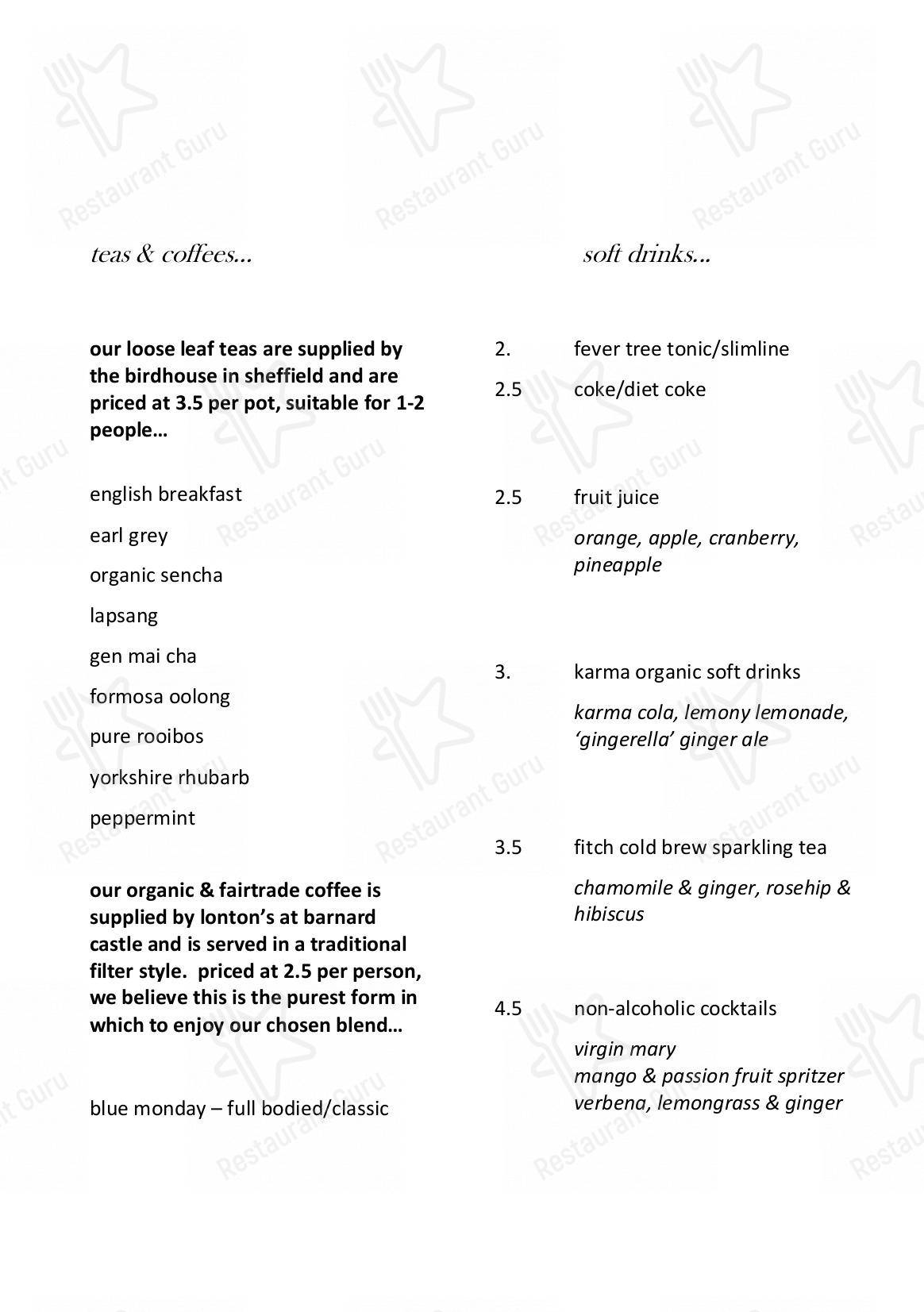 Menu at Skosh restaurant, York