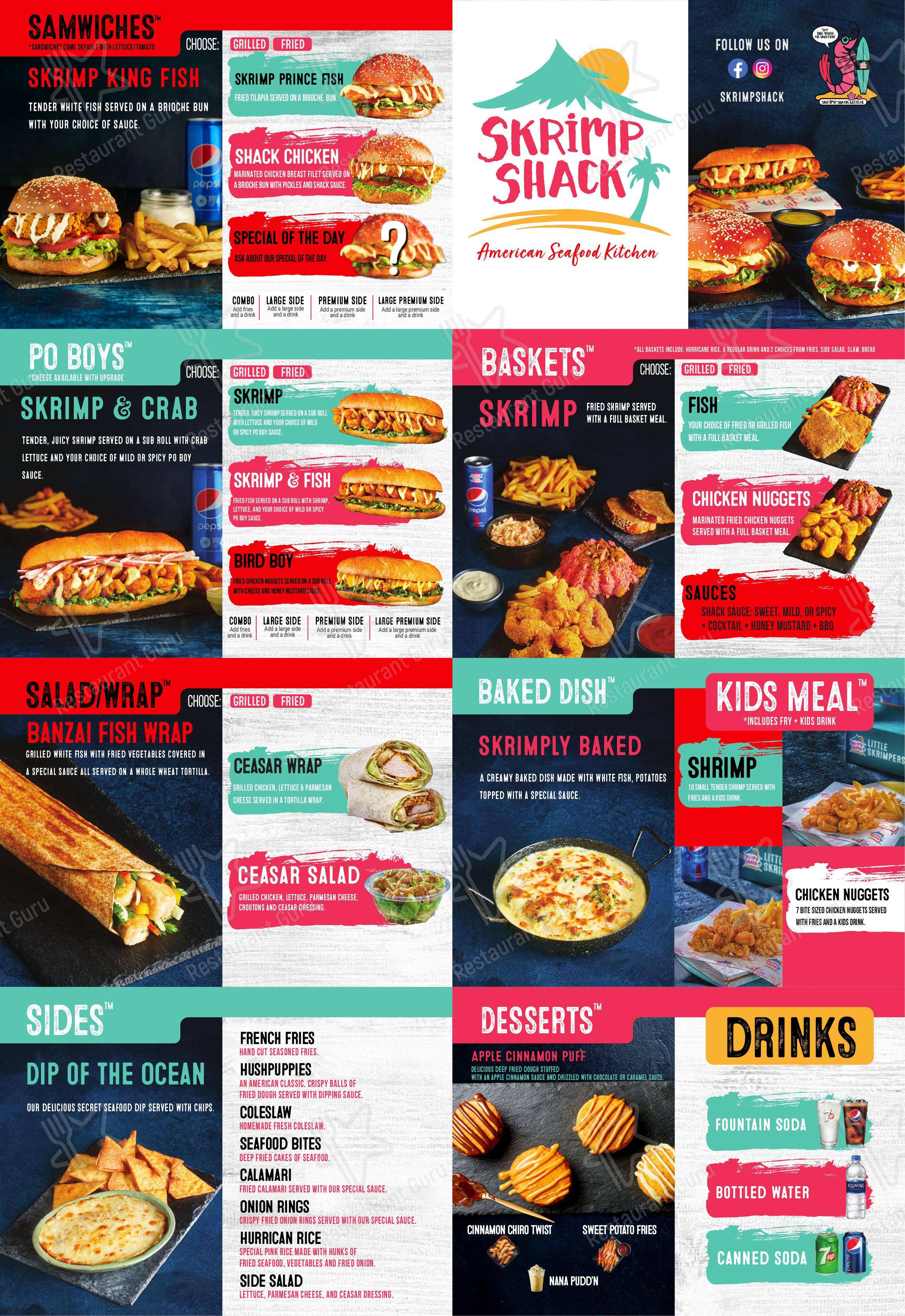 Menu au Skrimp Shack restaurant, Nouveau Caire, 4J4G+8F