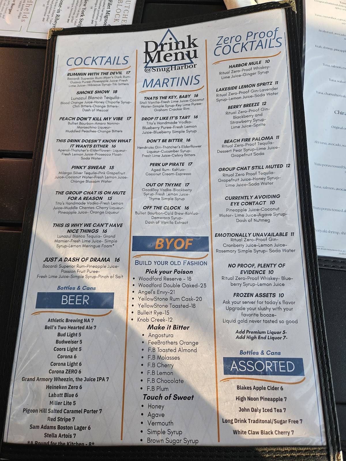 Menu at Snug Harbor restaurant, Grand Haven