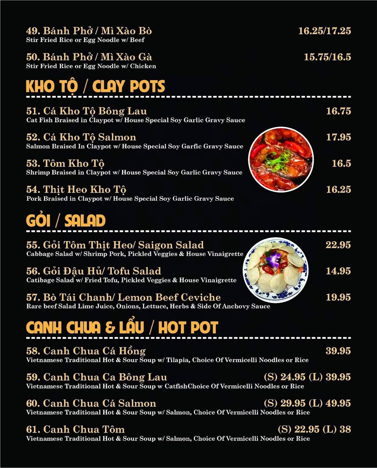 Menu at Soc Trang Restaurant, Springfield