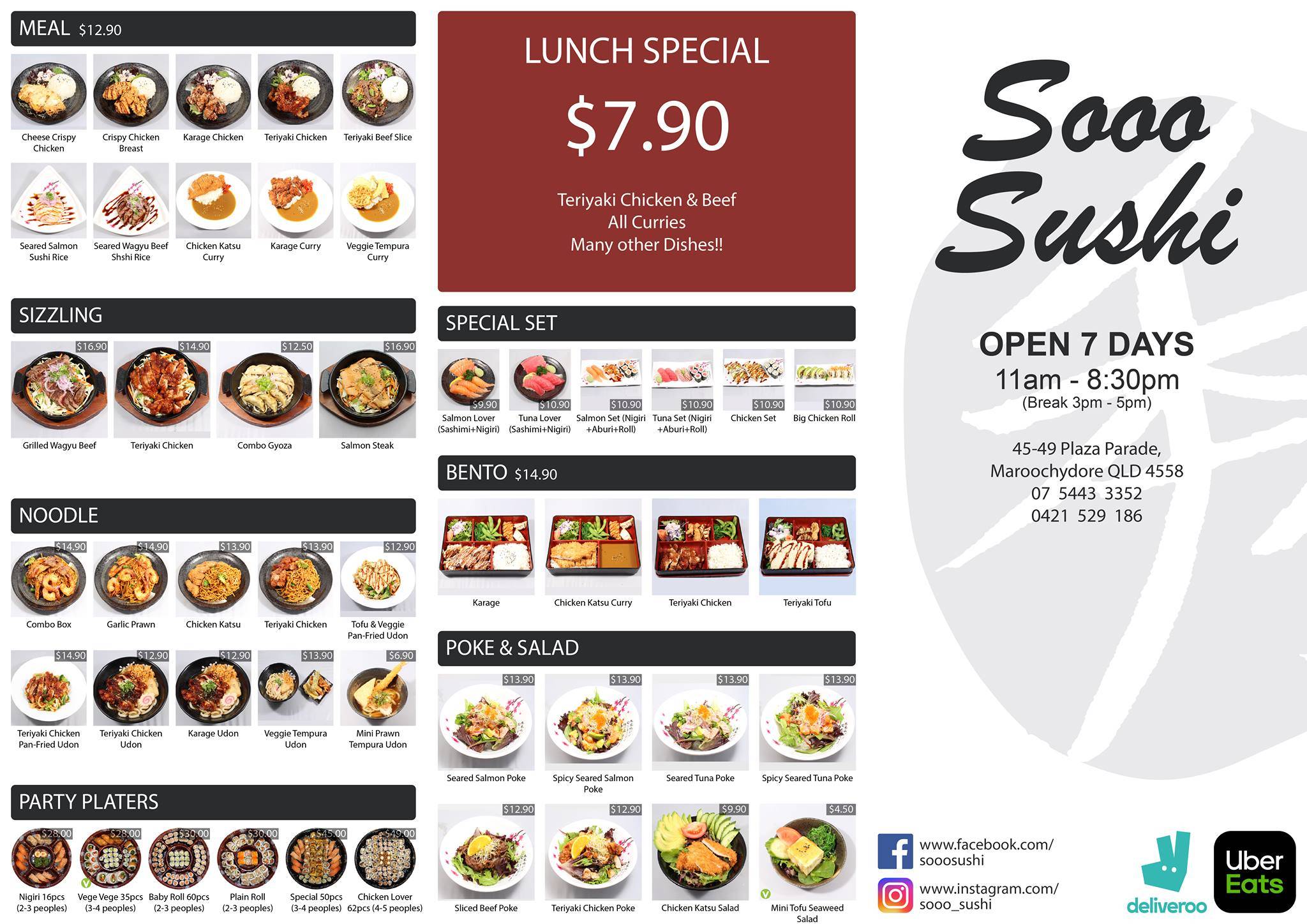 Menu at SOOO SUSHI MAROOCHYDORE SUNSHINE COAST SOOO FRESH restaurant ...