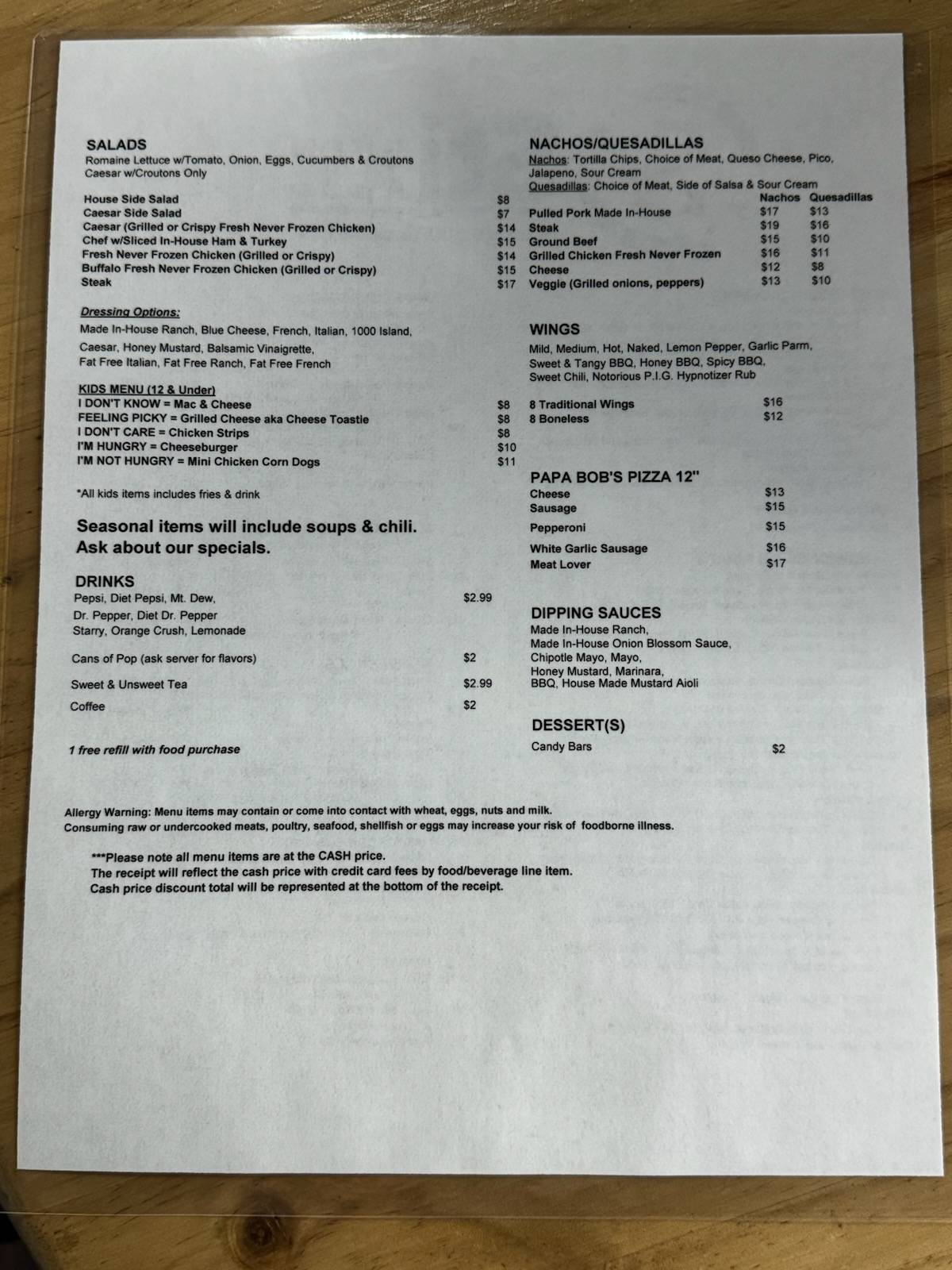 Menu at Stix on 36 restaurant, Decatur, US-36
