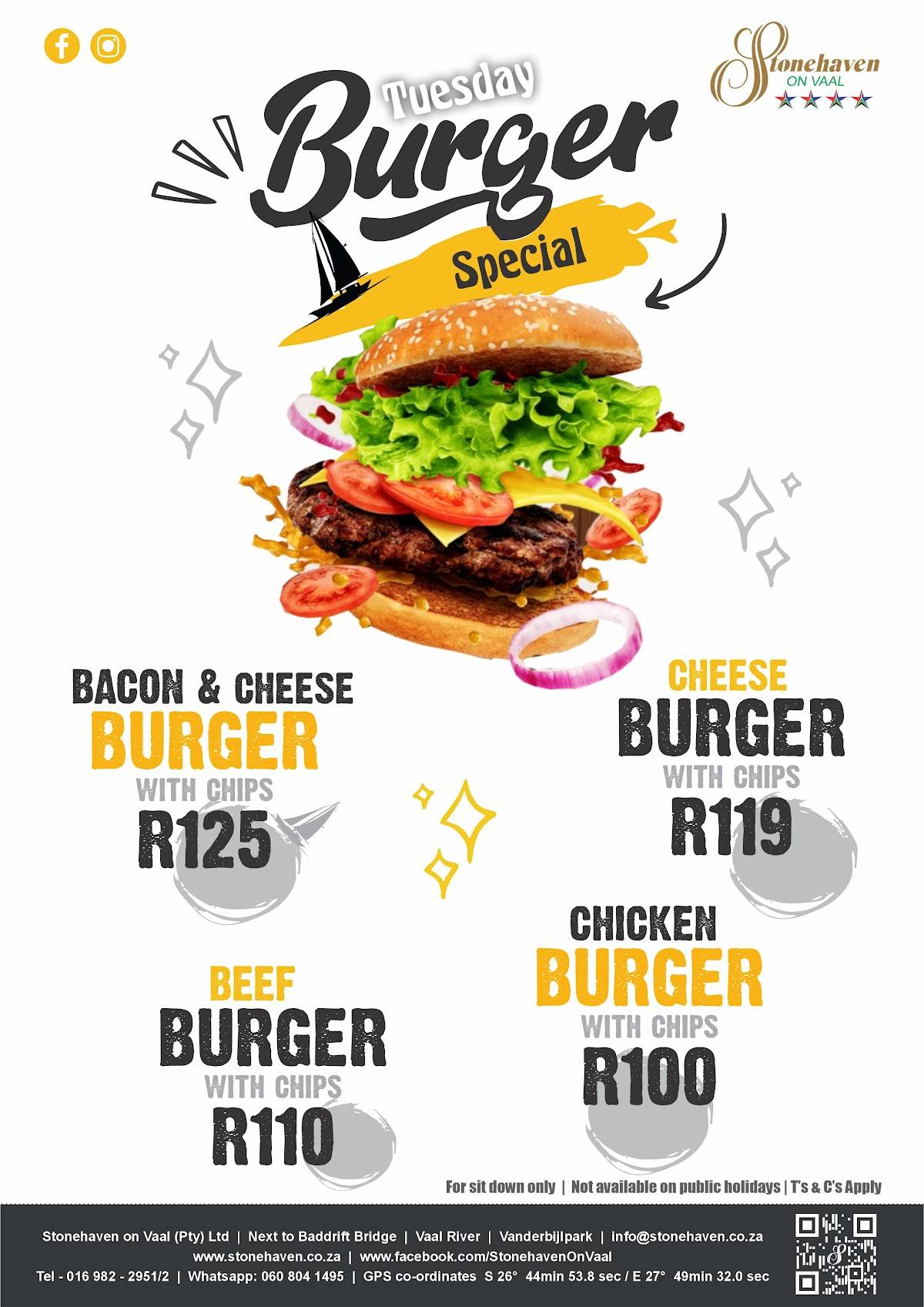 Menu at Stonehaven on Vaal restaurant, Vanderbijlpark