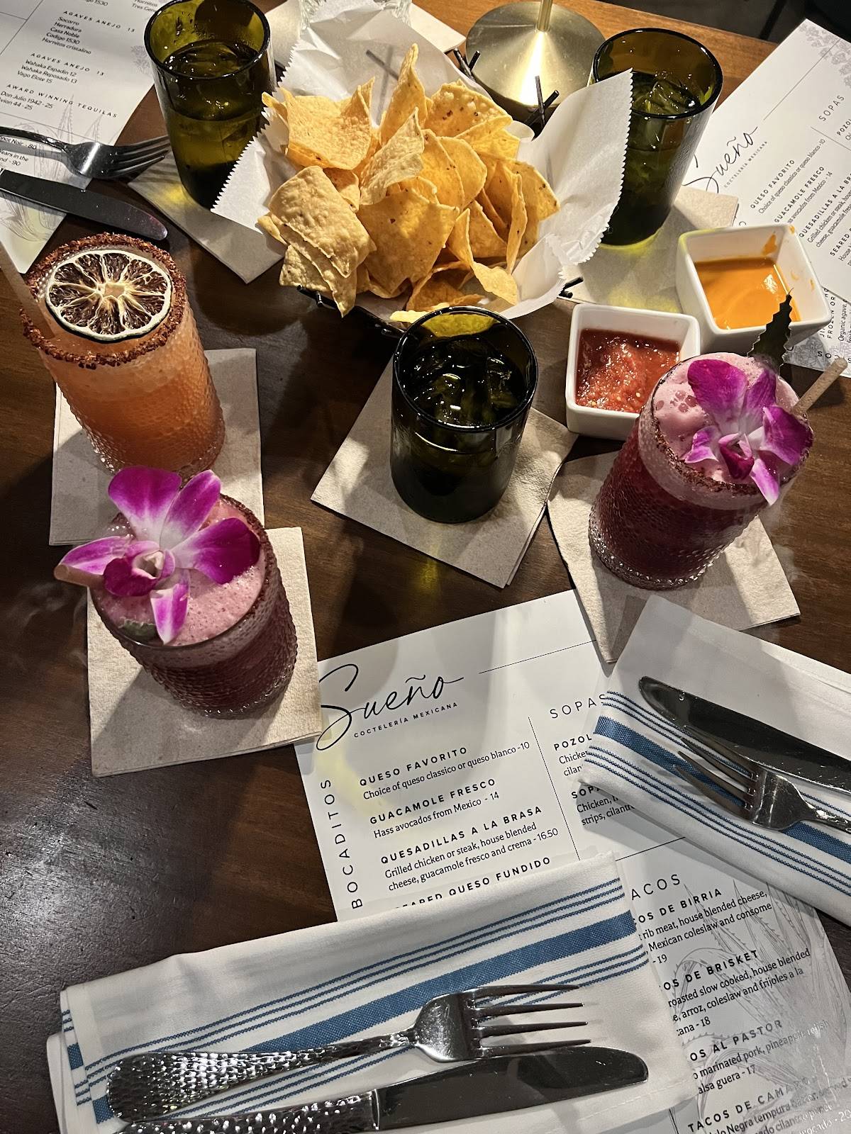 Menu at Sueño restaurant, Richardson