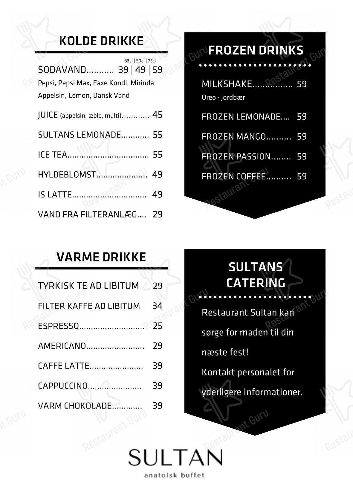 Menu at Restaurant Sultan, Glostrup