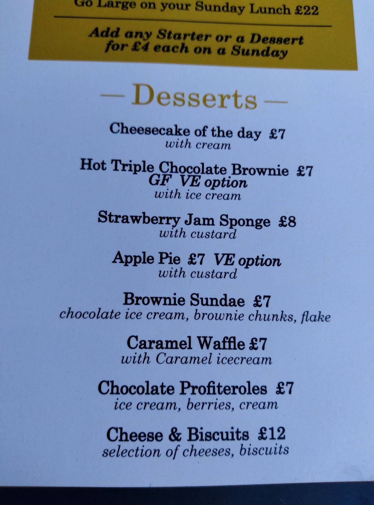 Menu at Swan Hotel Forton restaurant, Newport, Eccleshall Road