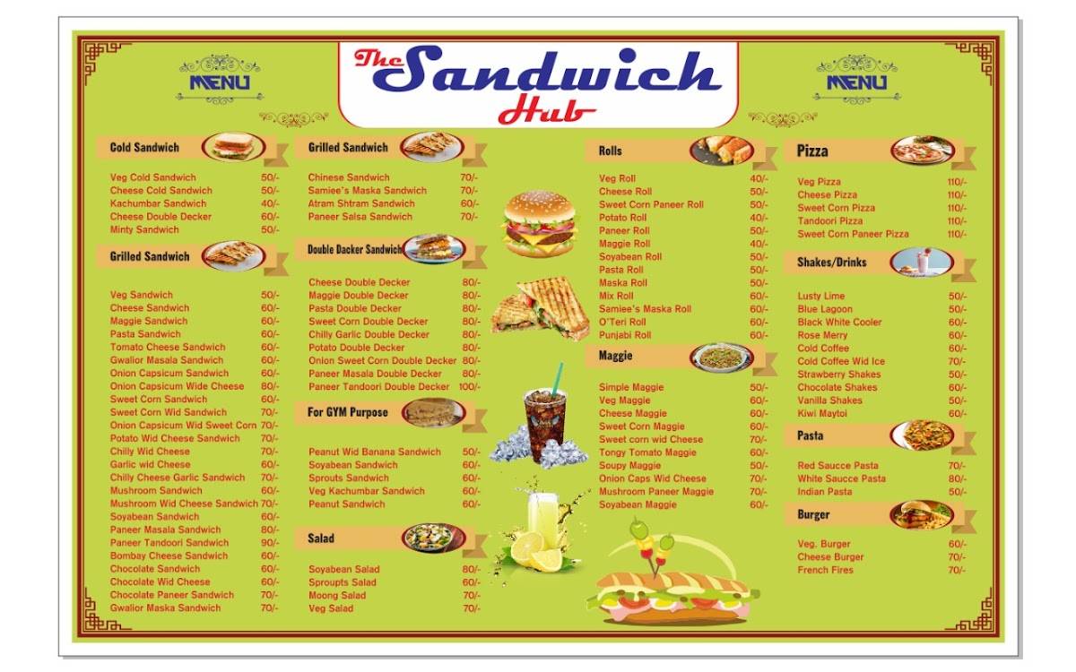 Menu at THE sandwich hub, Gwalior, shop-4